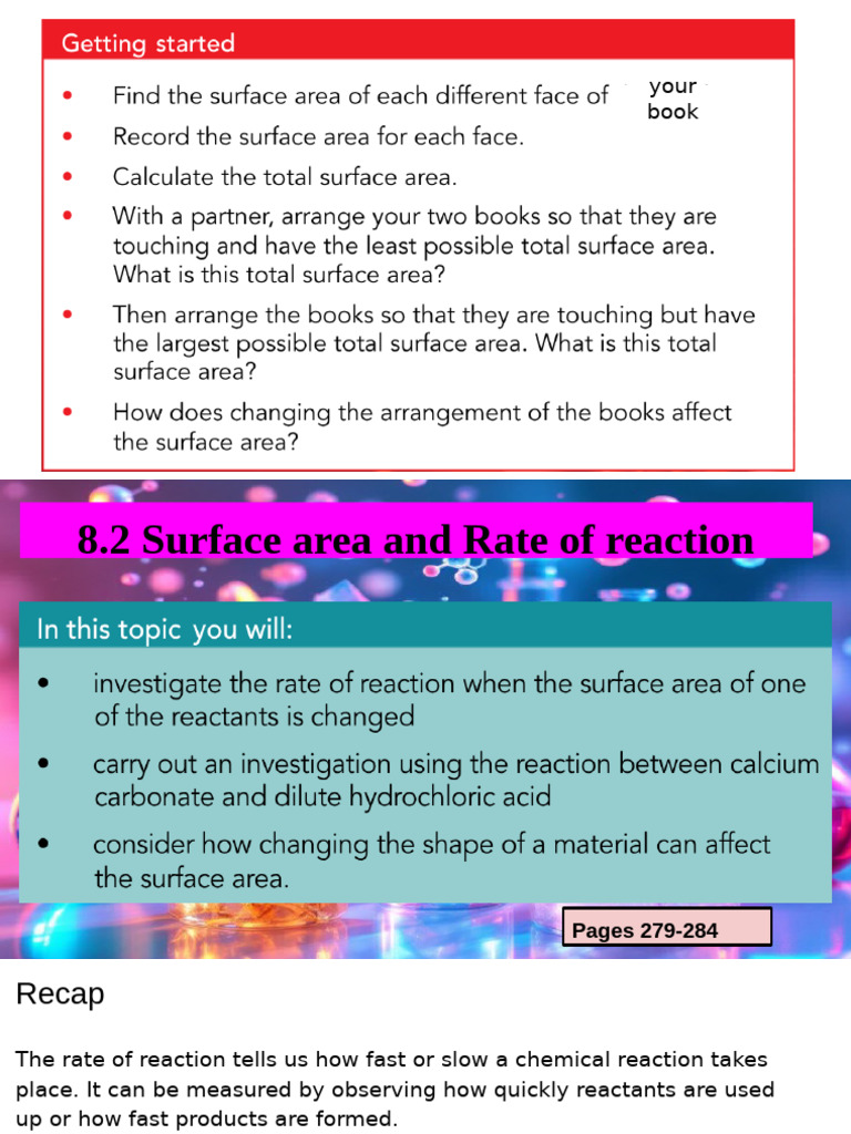 8.2 Surface Area and Rate of Reaction | PDF | Reaction Rate | Chemical ...