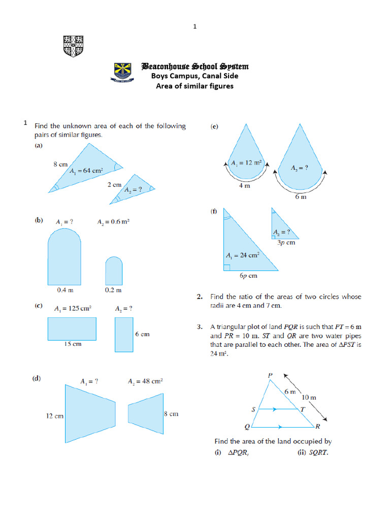 Area of Similar Figures | PDF