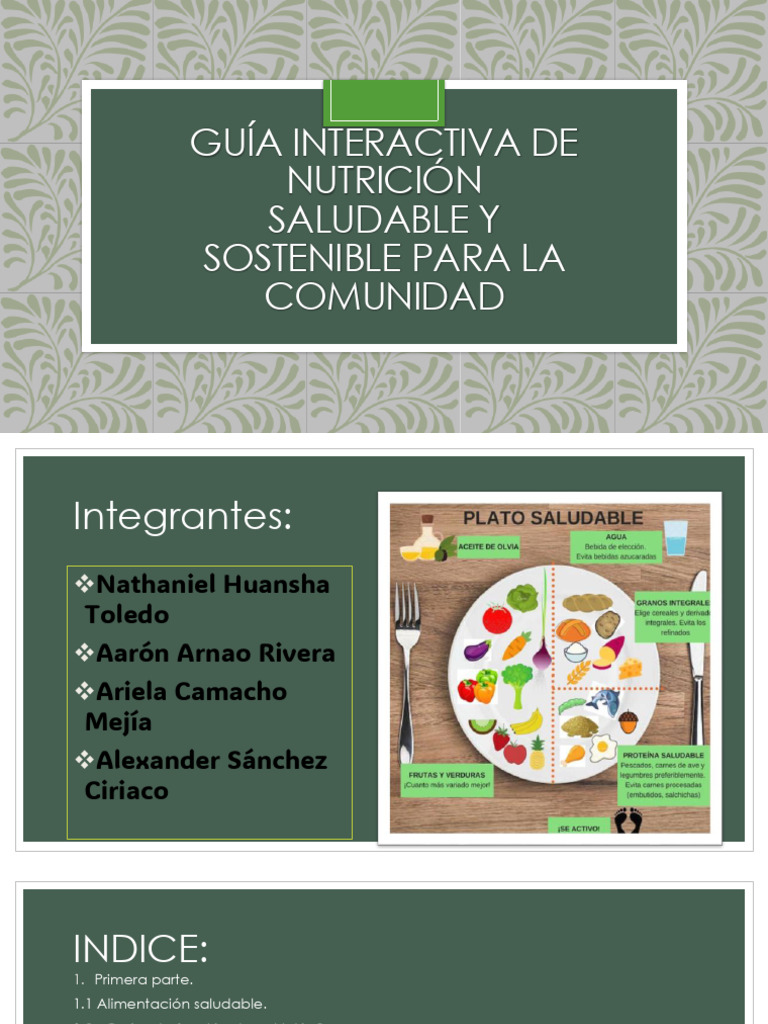 Guía Interactiva de Nutrición Saludable y Sostenible para | PDF ...