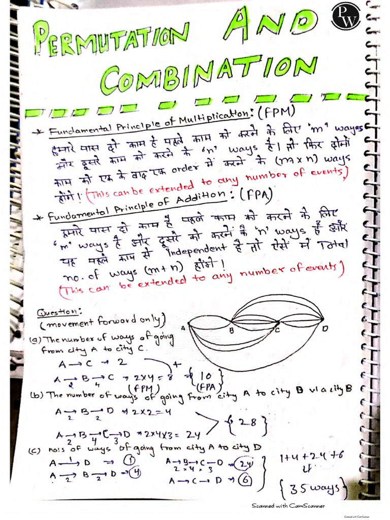 Permutation and Combination - Handwritten Notes | PDF