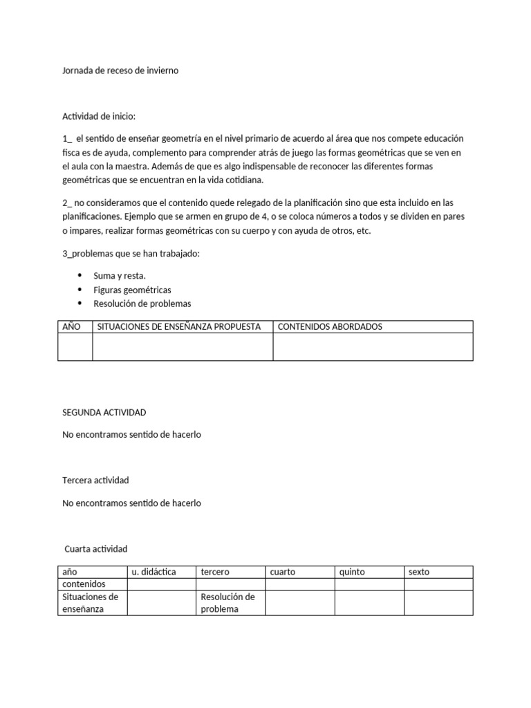 Jornada de Receso de Invierno | PDF