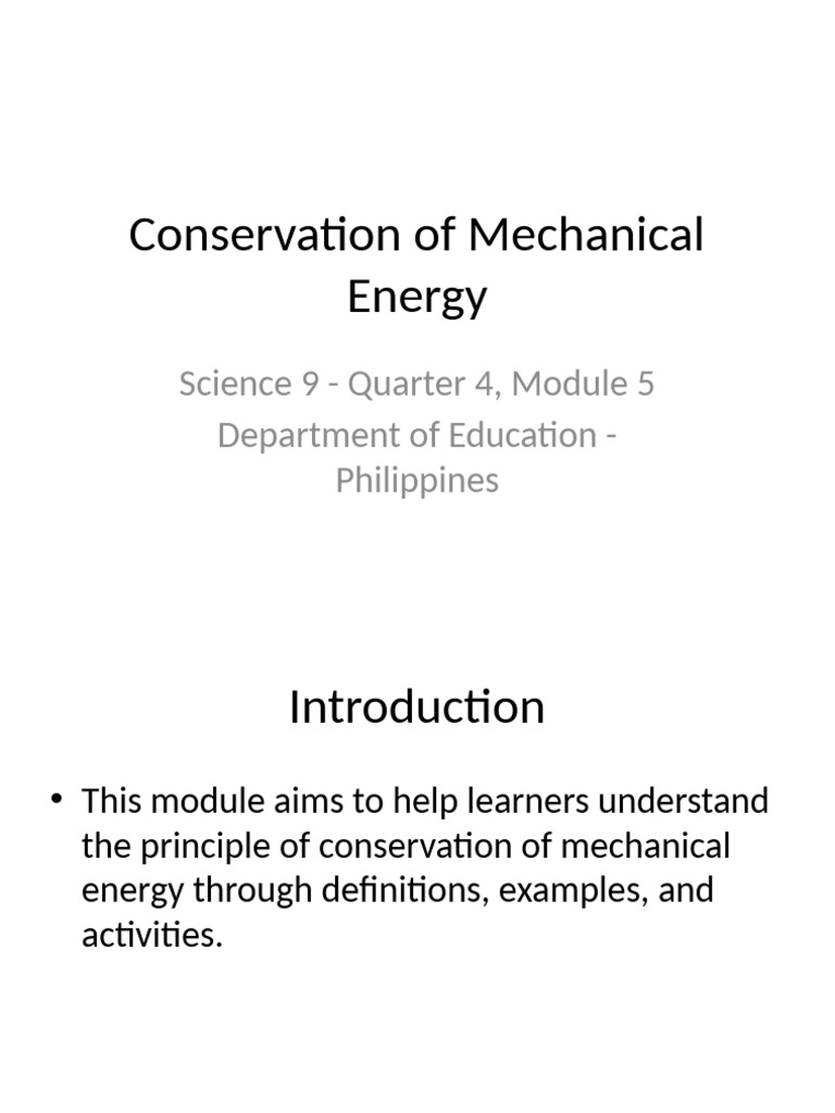 Conservation of Mechanical Energy | PDF