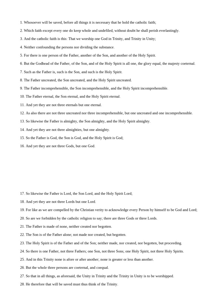Trinity Athanasian Creed | PDF