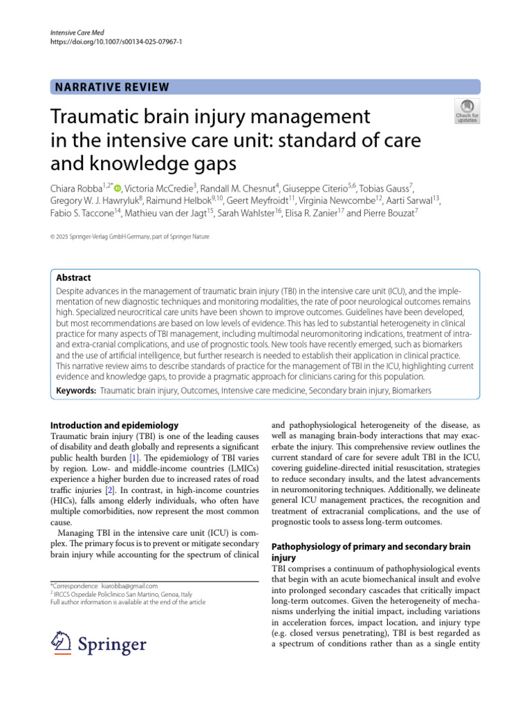 TBI Management in ICU: Standards & Gaps | PDF | Traumatic Brain Injury ...