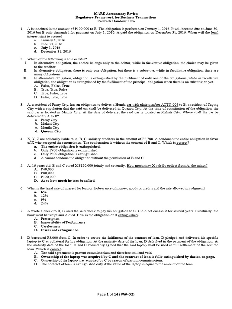 Icare Rfbt Preweek Number Two Pdf Foreclosure Stocks 