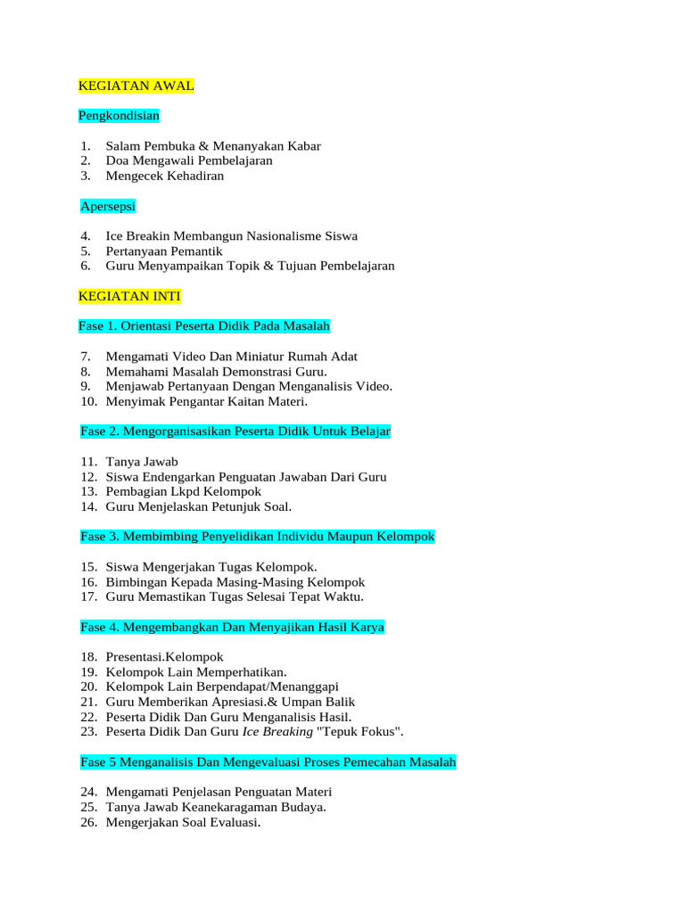 Urutan Kegiatan Video Ukin | PDF