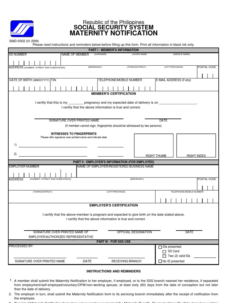 Maternity Notification Form Guidelines | PDF | Signature | Identity ...