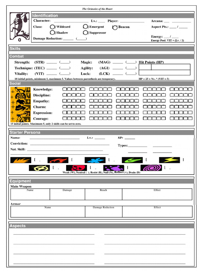 Interactive Character Sheet v3.6 | PDF | Card Games | Playing Cards