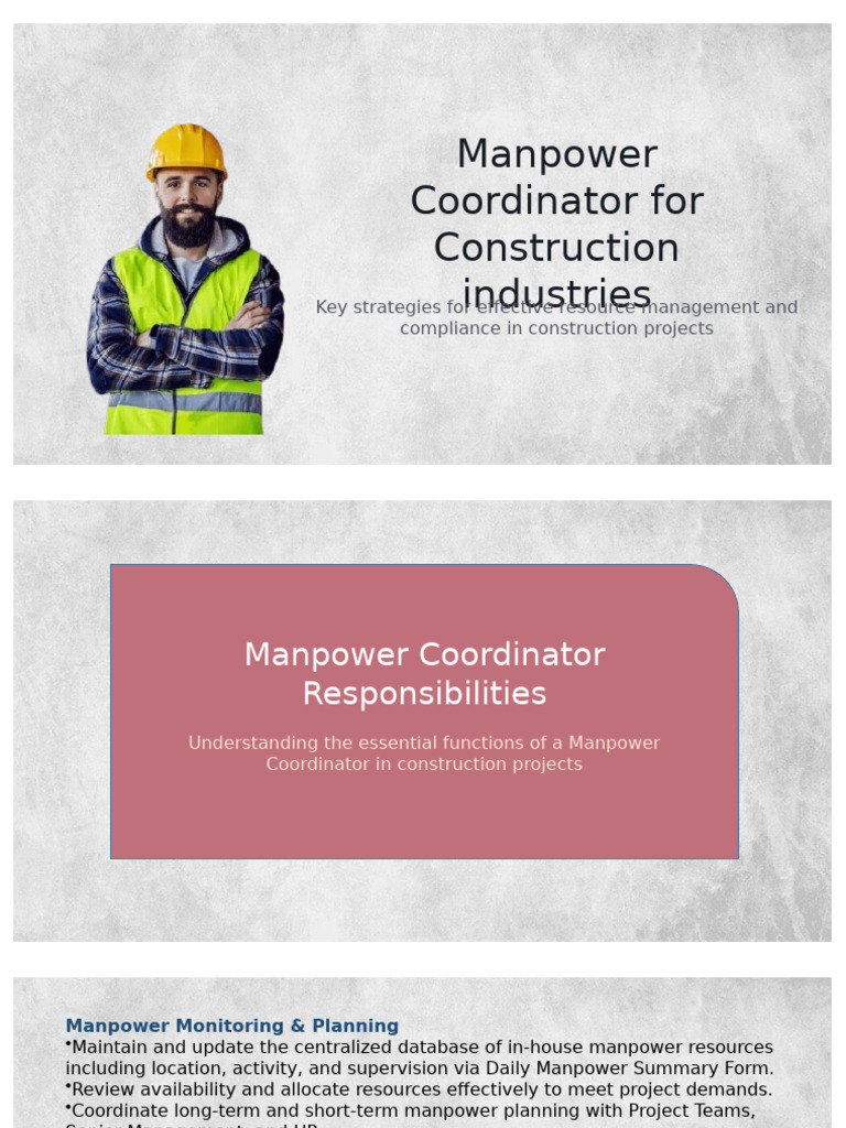 Manpower Coordinator Role in Construction | PDF | Human Resources ...