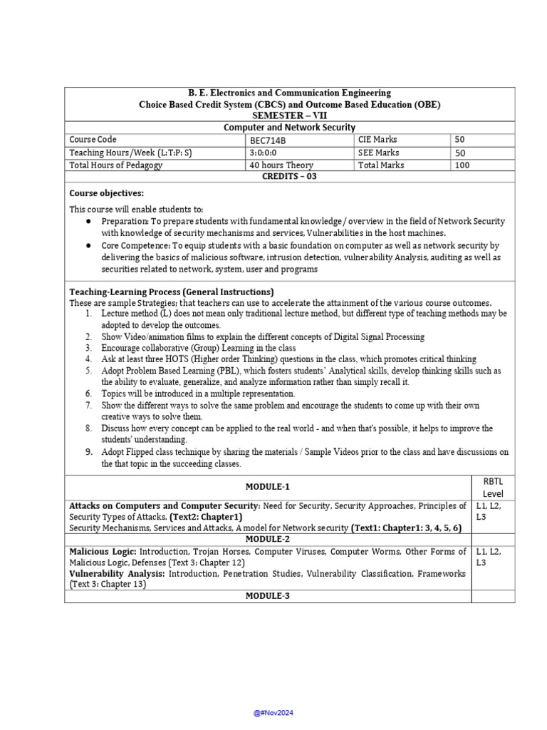 Professional Elective - Computer and Network Security | PDF | Computer Security | Security