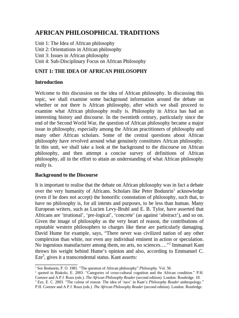 African Philosophical Traditions | PDF | Reason | Thought