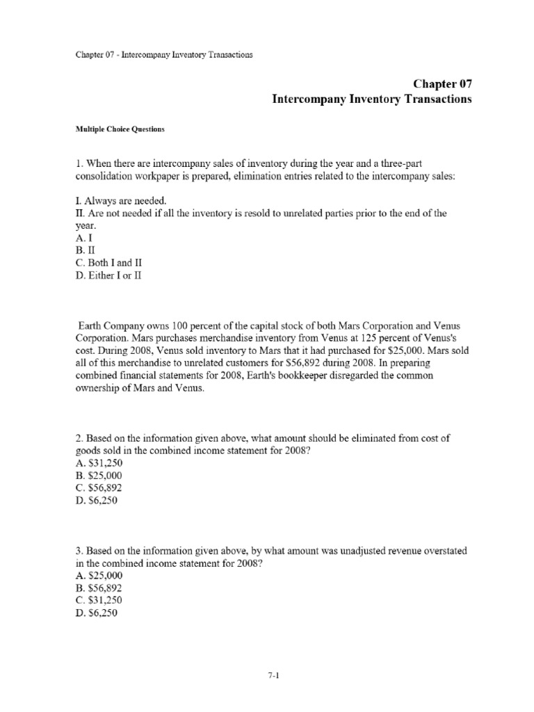 CH 07 - Intercompany Inventory Transactions | PDF
