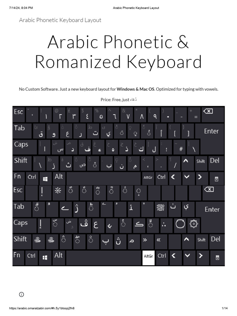 Arabic Phonetic Keyboard Layout Guide | PDF | Computer Keyboard | Text