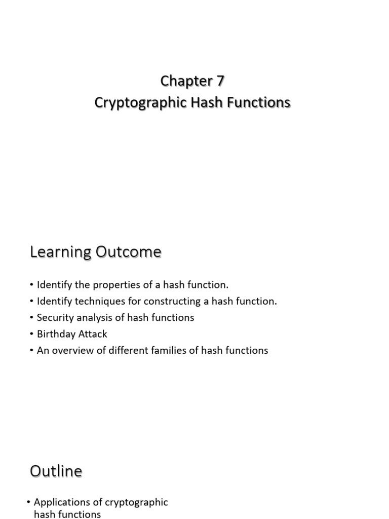 Chapter 7 Hash Function3June2025 | PDF | Cryptography | Secrecy