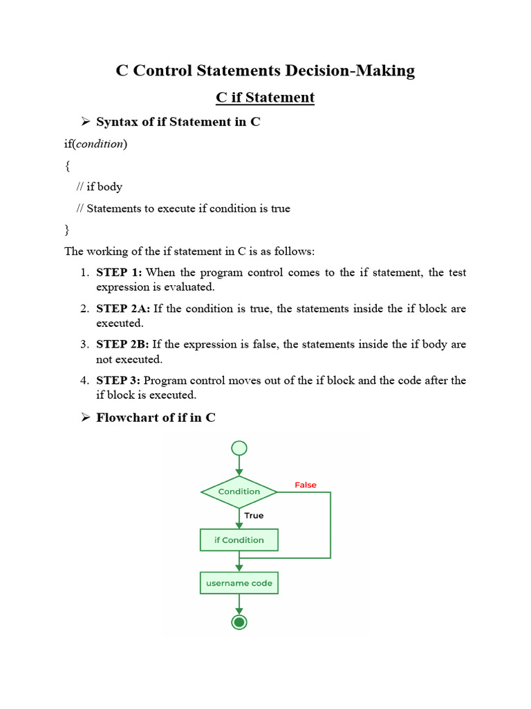 C Control Statements Decision Making | PDF