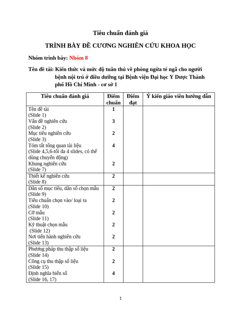 Tieu Chuan Danh Gia - Trinh DC - PPT - NHÓM 8 | PDF