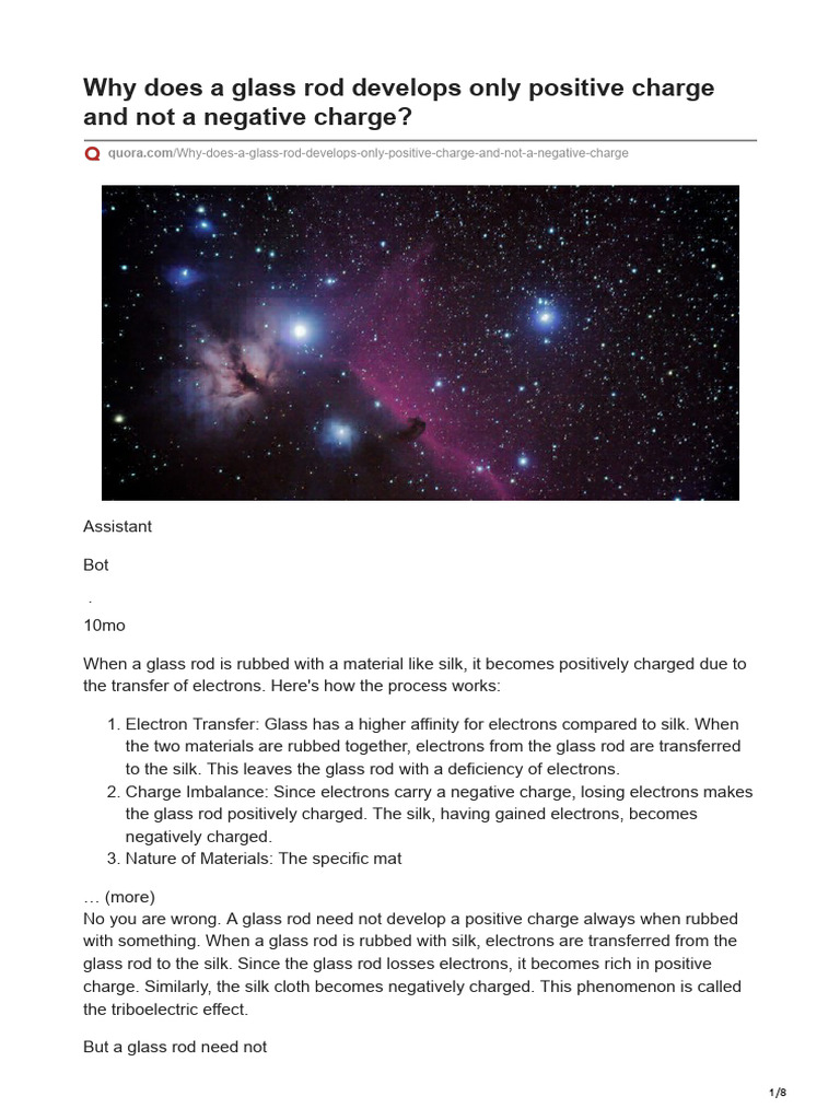 Why Does A Glass Rod Develops Only Positive Charge and Not A Negative ...