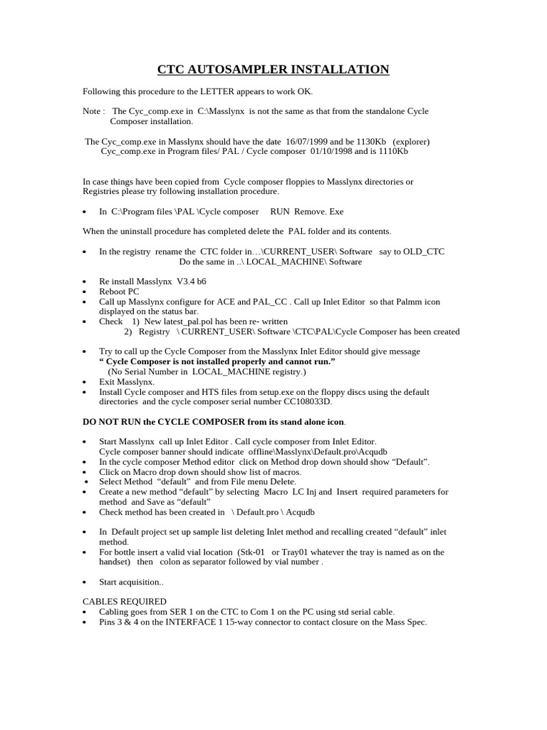 Micromass CTC Installation | PDF | Microsoft Windows | Operating System ...