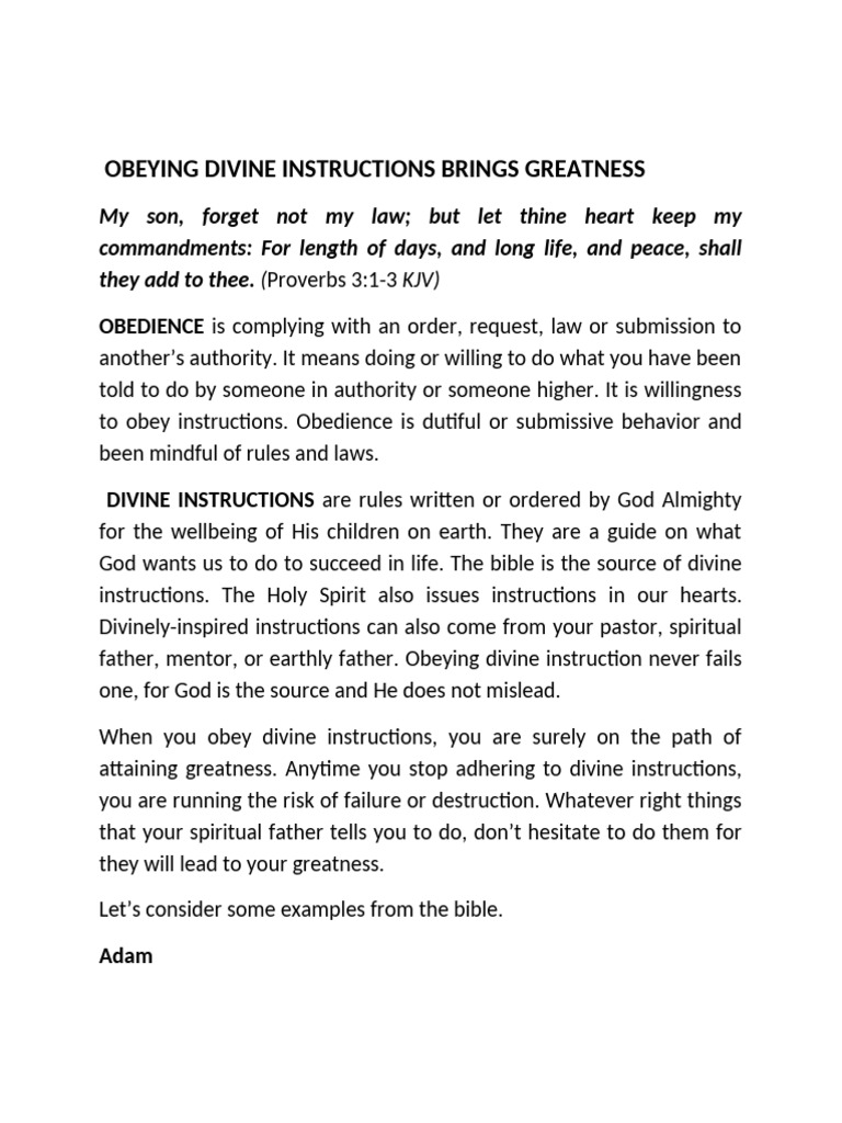 Obeying Divine Instructions for Greatness | PDF | Abraham | Adam