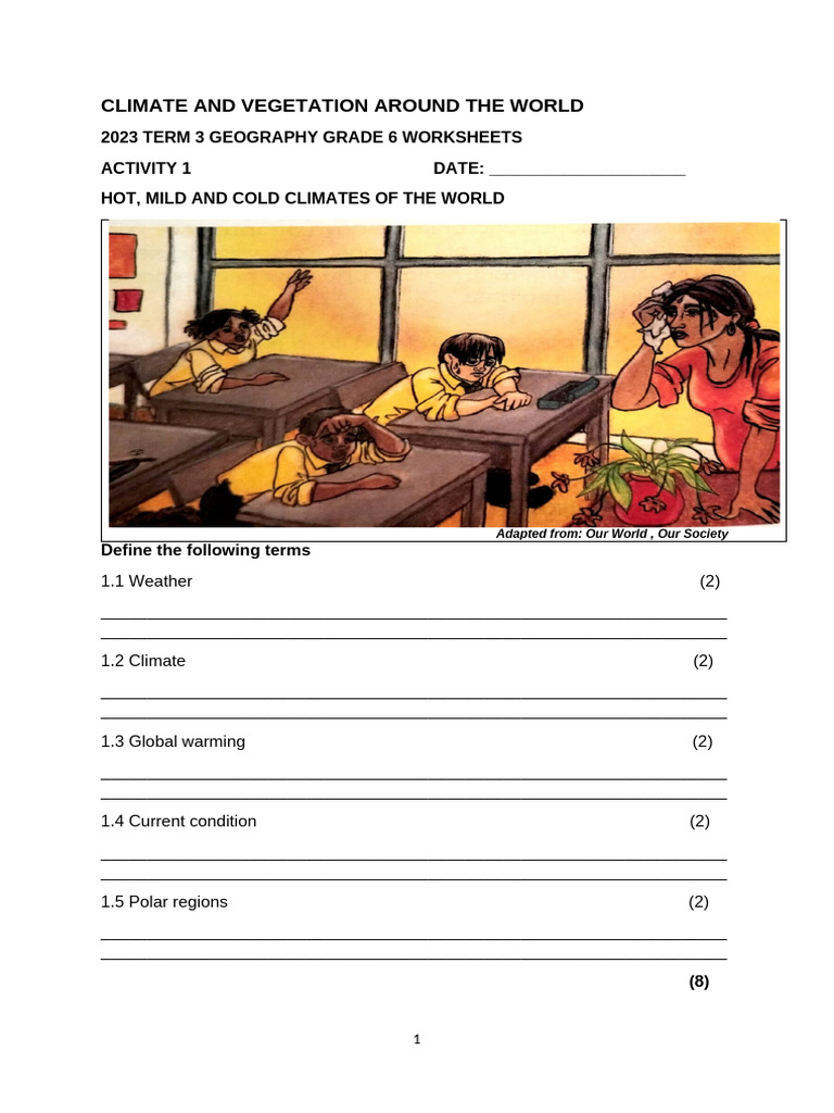 2023-Term 3 Grade 6 Worksheets - Climate and Vegetation Around The ...