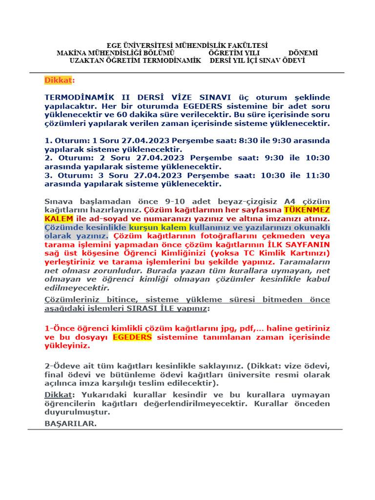 Termo2 ODEV Vize Oturum2 | PDF