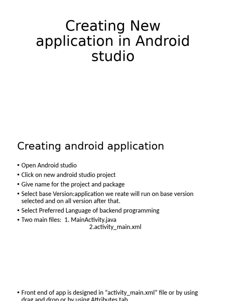 Creating New Application in Android Studio | PDF
