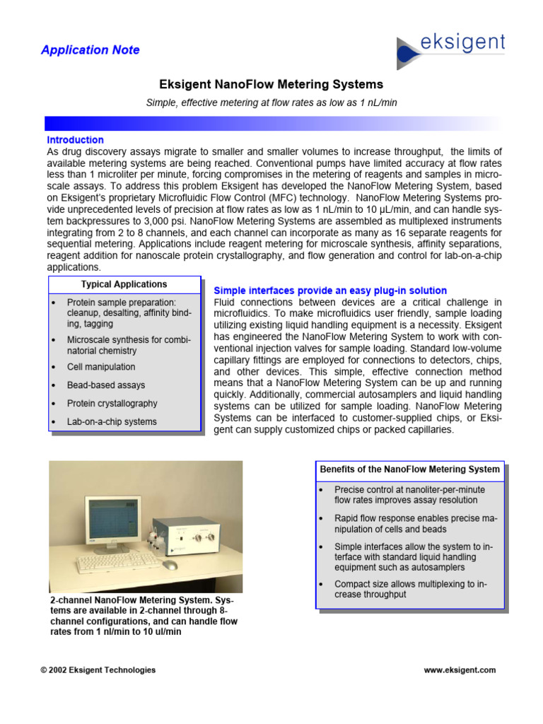 NanoLC NanoFlowMetering AN | PDF | Microfluidics | Chemistry
