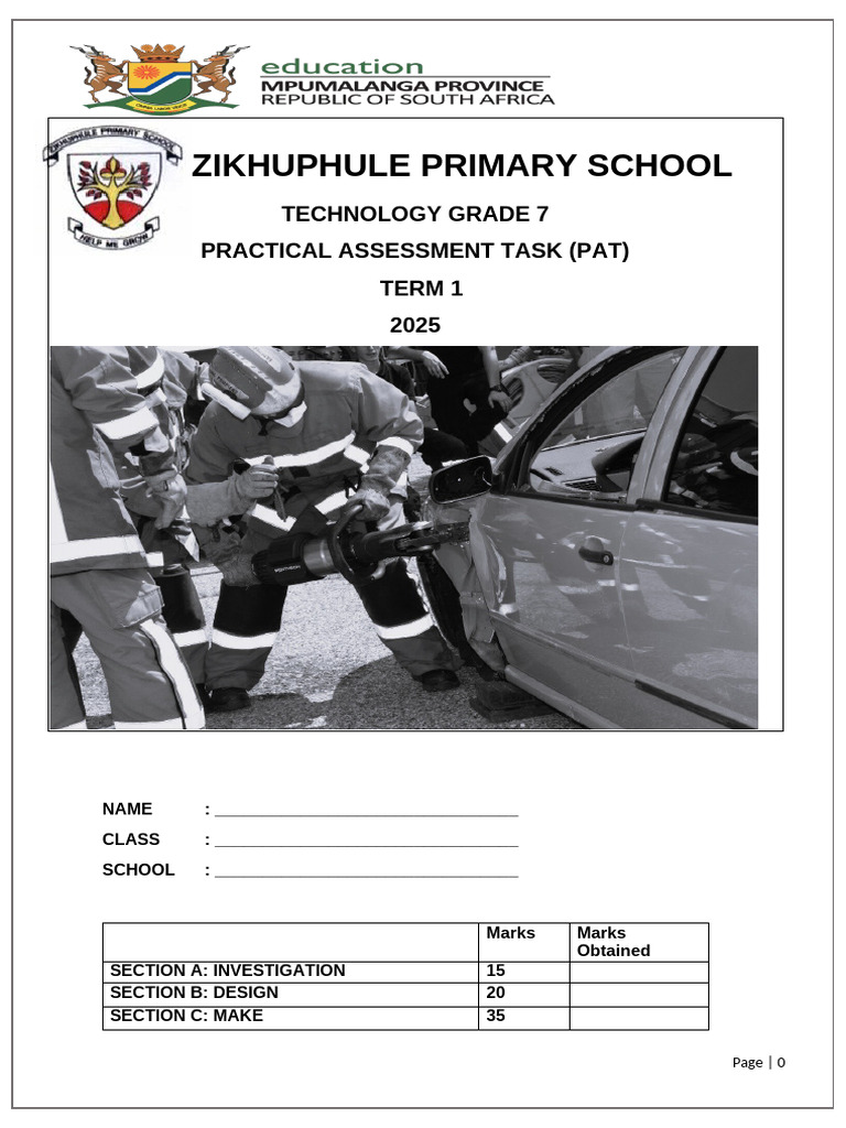 2025 Technology Grade 7 PAT 1 Examplar | PDF | Pneumatics
