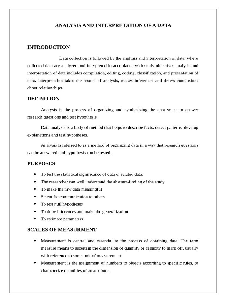 Data Analysis and Interpretation Guide | PDF | Level Of Measurement ...