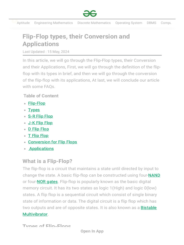 Flip-Flop Types, Their Conversion and Applications - GeeksforGeeks ...