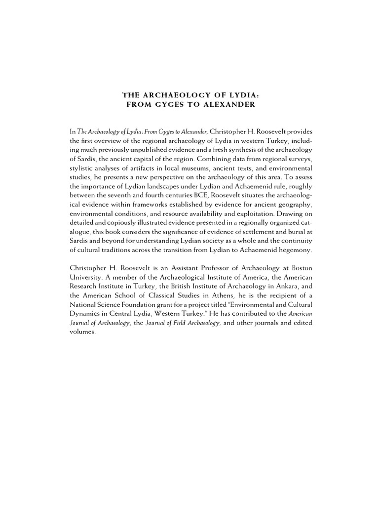 Christopher Roosevelt - The Archaeology of Lydia - From Gyges To ...