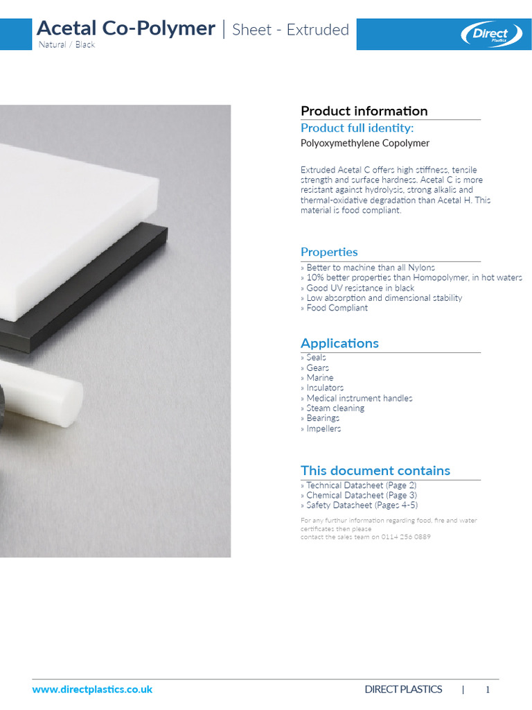 Acetal Co-Polymer Sheet Overview | PDF | Fires | Combustion