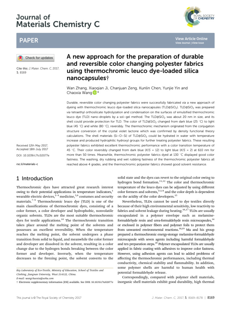 A New Approach For The Preparation of Durable | PDF | Ion | Textiles