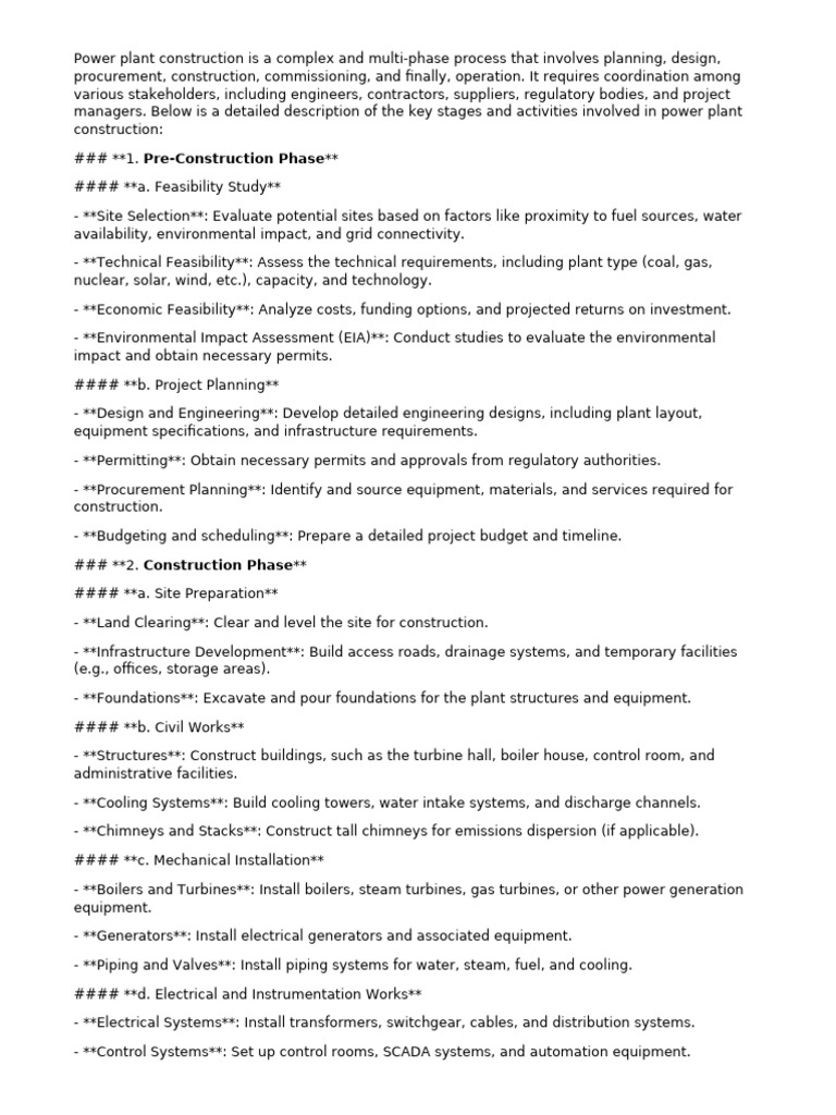 Power Plant Construction Is A Complex and Multi | PDF | Fossil Fuel ...
