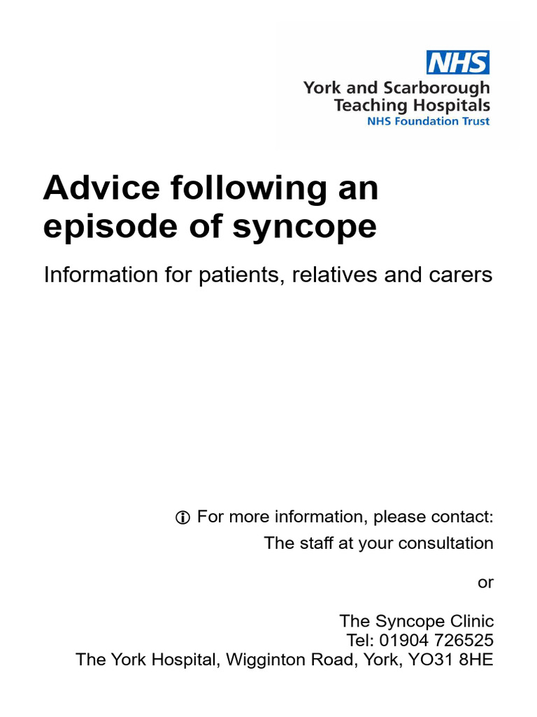 Advice Following An Episode of Syncope (Collapse) - 240528 - 142614 ...