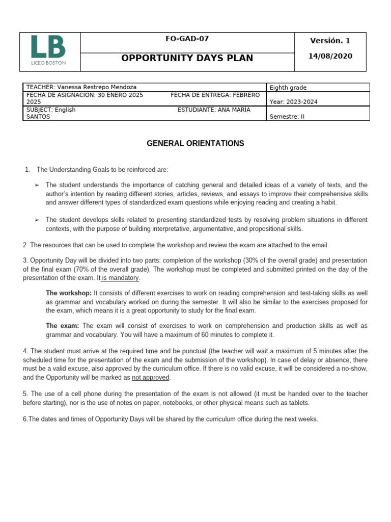 Reinforcement Workshop Ana María Santos | PDF | Adolescence | Friendship