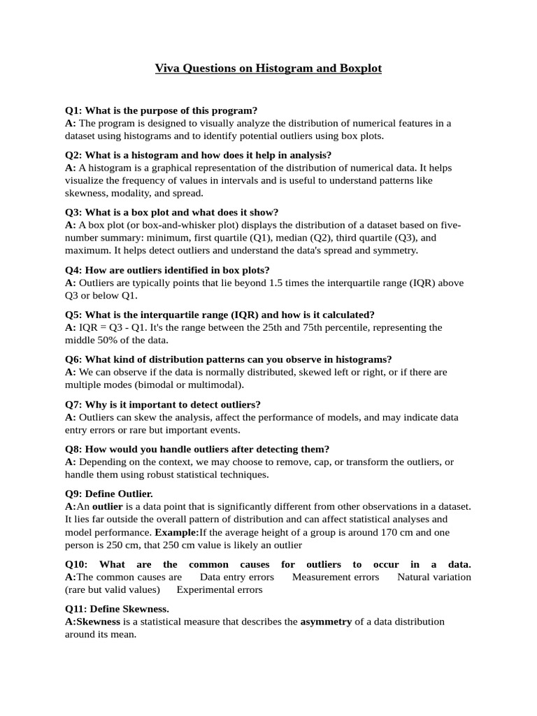 Pgm1 - VQ - Histogram and Boxplot | PDF | Descriptive Statistics | Statistical Theory