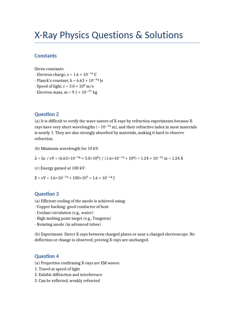 X Ray Physics Solutions | PDF
