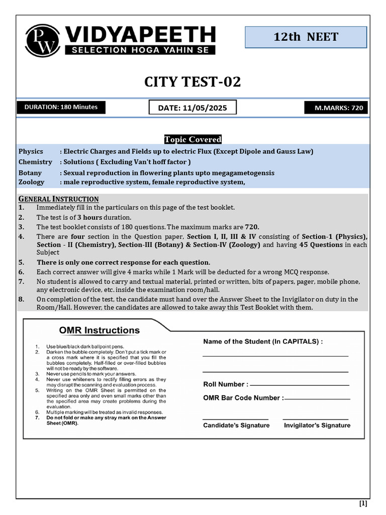 City Test - 02 - Test Paper | PDF | Solvent | Applied And ...