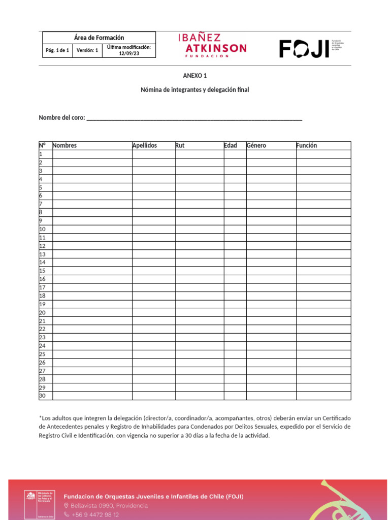 ANEXO 1 Bases 2023 Festival de Coros | PDF