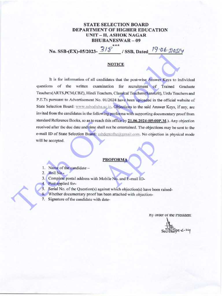 SSB TGT PCM 2024 Answer Key | PDF