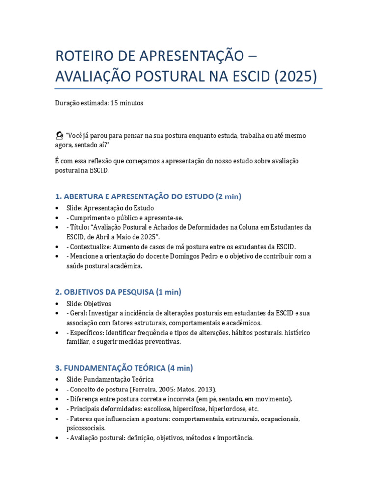 Roteiro Apresentacao ESCID | PDF