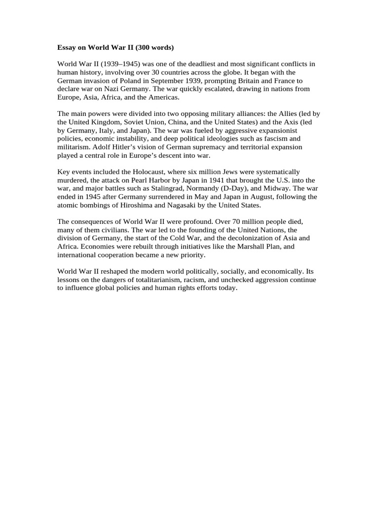 Essay On World War II | PDF