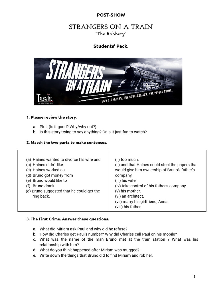 Students - Pack I Post-Show I Strangers On A Train - The Robbery | PDF