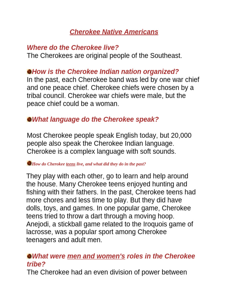 Cherokee Native Americans | PDF | Cherokee | Native Americans In The ...