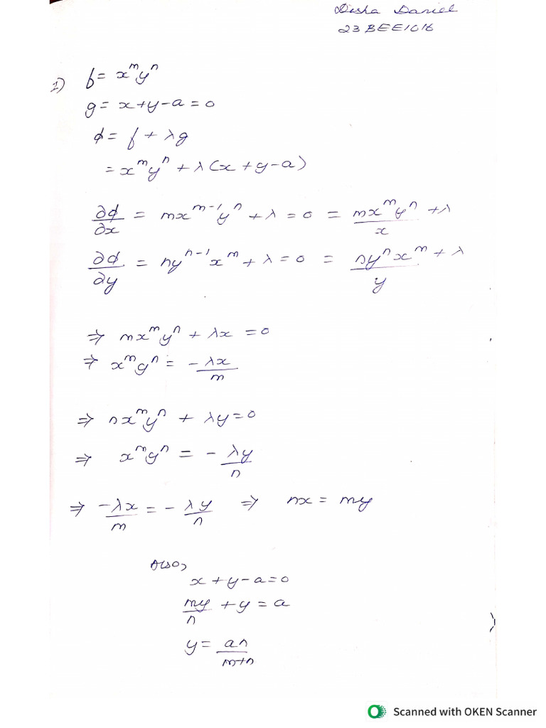 Disha Daniel (23bee1016) - Maths Assignment | PDF