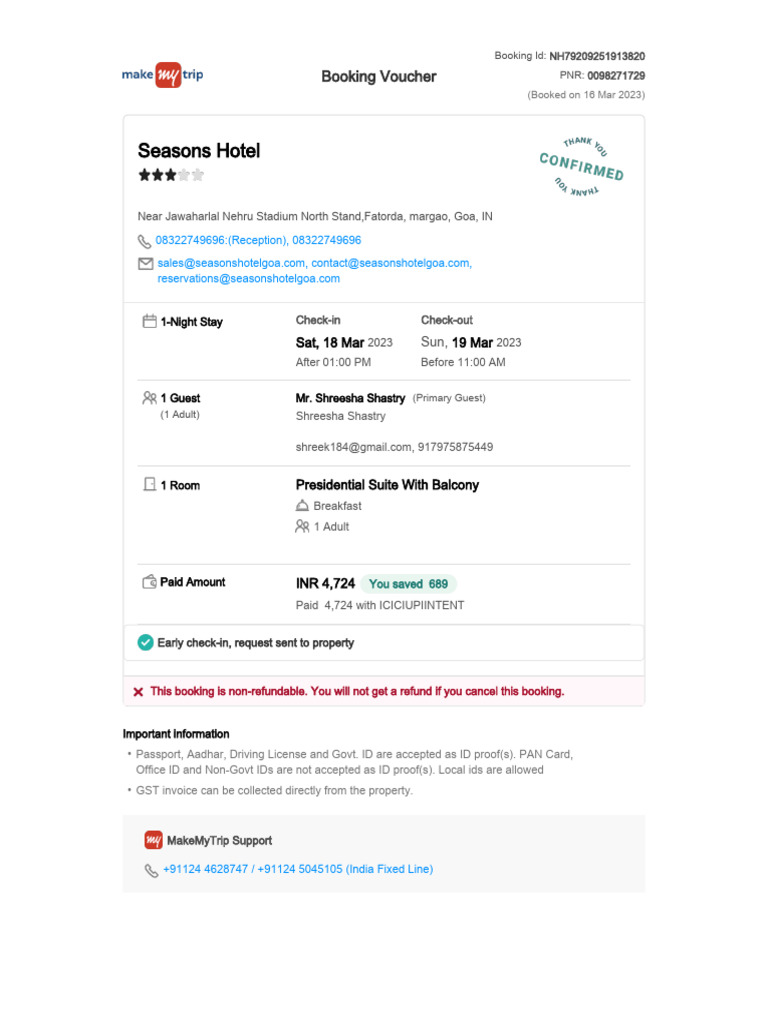 Booking Confirmation Voucher-1 | PDF