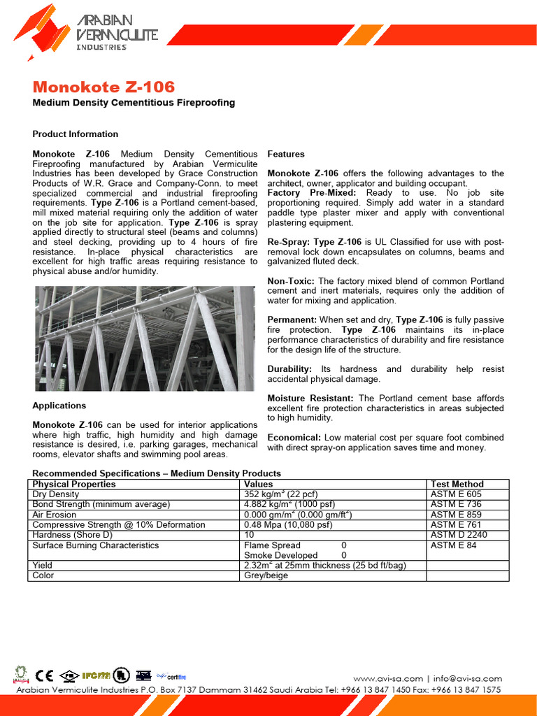 Product Datasheet - Monokote Z-106 | PDF | Building Technology ...
