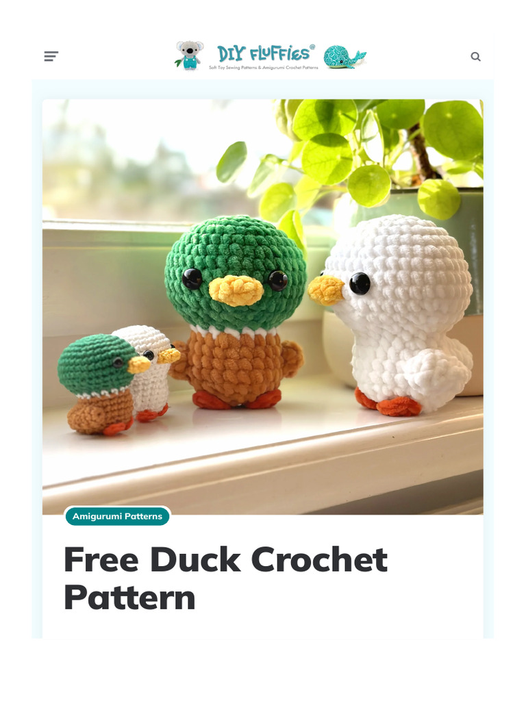 Free Duck Crochet Pattern - DIY Fluffies Amigurumi Crochet and Toy ...