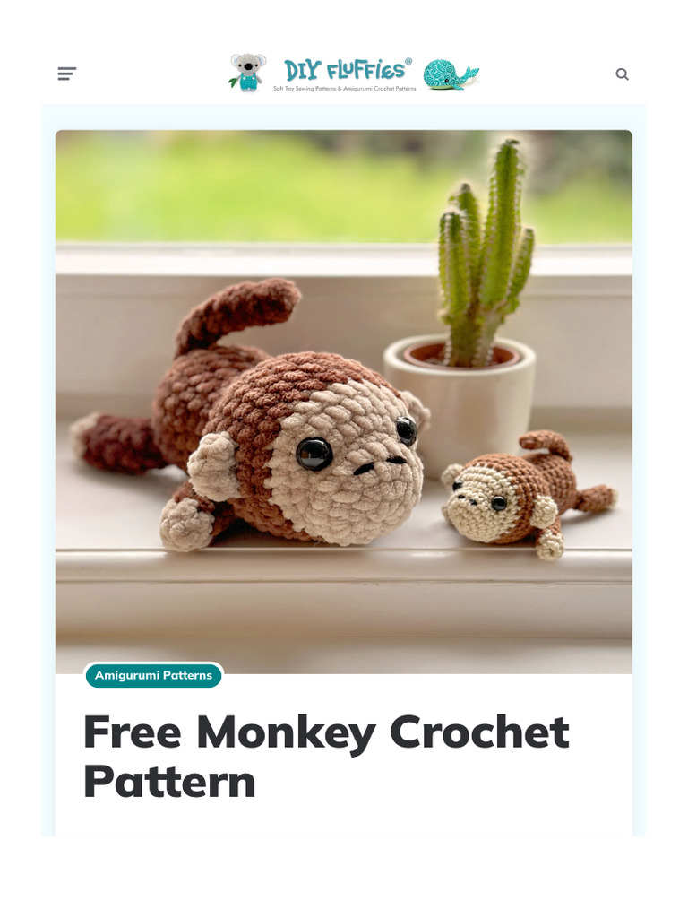 Free Monkey Crochet Pattern - DIY Fluffies Amigurumi Patterns | PDF ...
